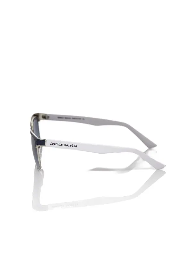 FRANKIE MORELLO Clubmaster Sunglasses With Leather Profile And Blue Shaded Lenses