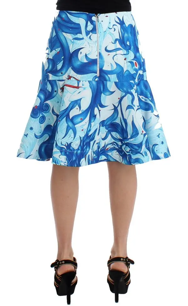 KOONHOR Peplum Fresco-print Straight Pencil Skirt