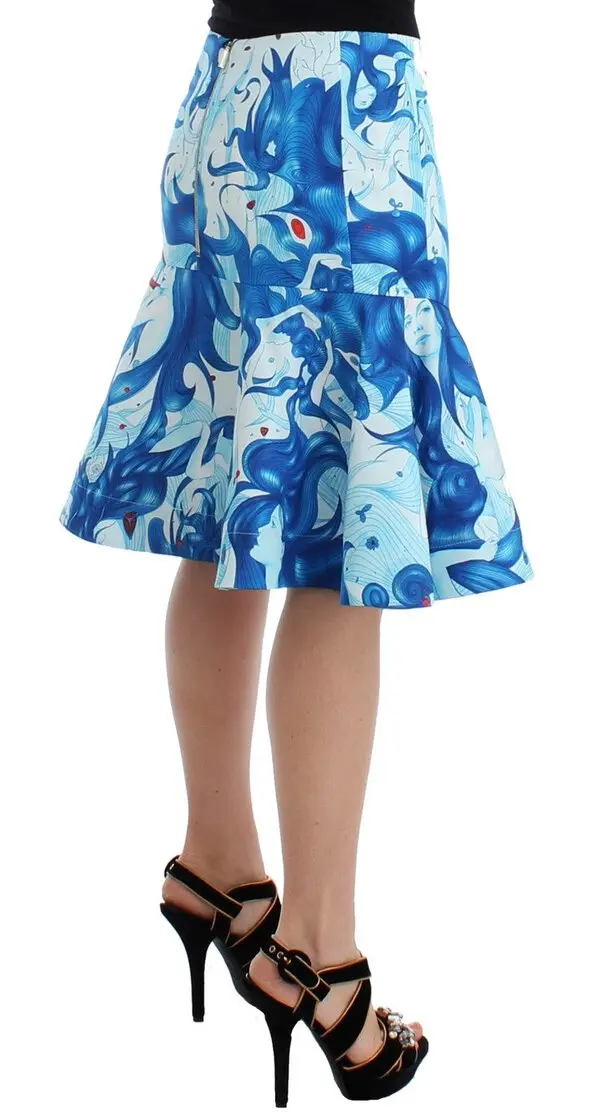 KOONHOR Peplum Fresco-print Straight Pencil Skirt