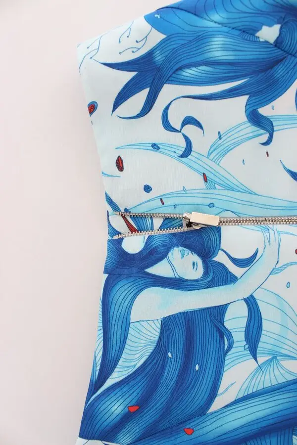 KOONHOR Peplum Fresco-print Straight Pencil Skirt