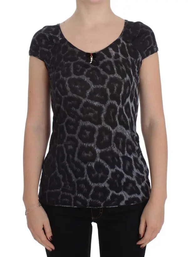 Roberto Cavalli Just Leopard Print Modal T-shirt Blouse