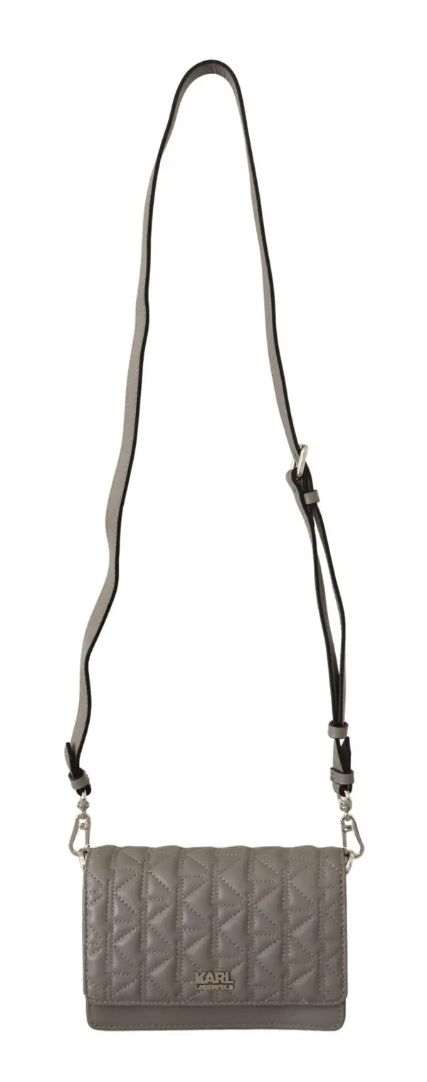 Karl Lagerfeld Quilted Leather Crossbody Bag - Grey
