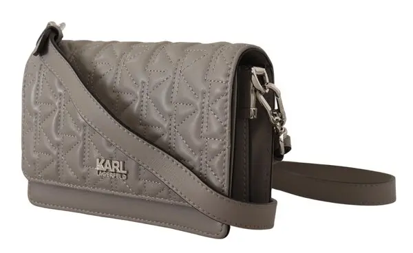 Karl Lagerfeld Quilted Leather Crossbody Bag - Grey