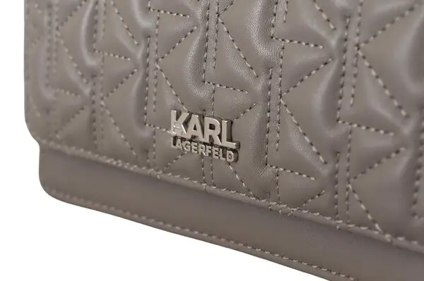 Karl Lagerfeld Quilted Leather Crossbody Bag - Grey