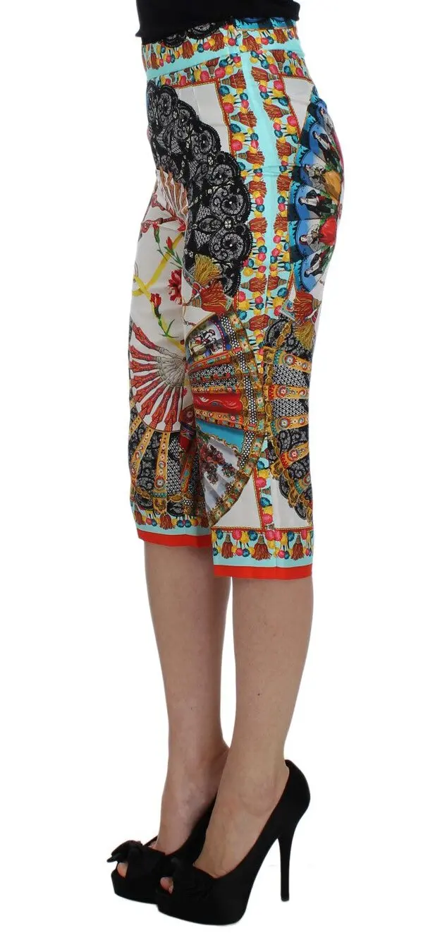 Dolce & Gabbana Printed Silk Capri Pants