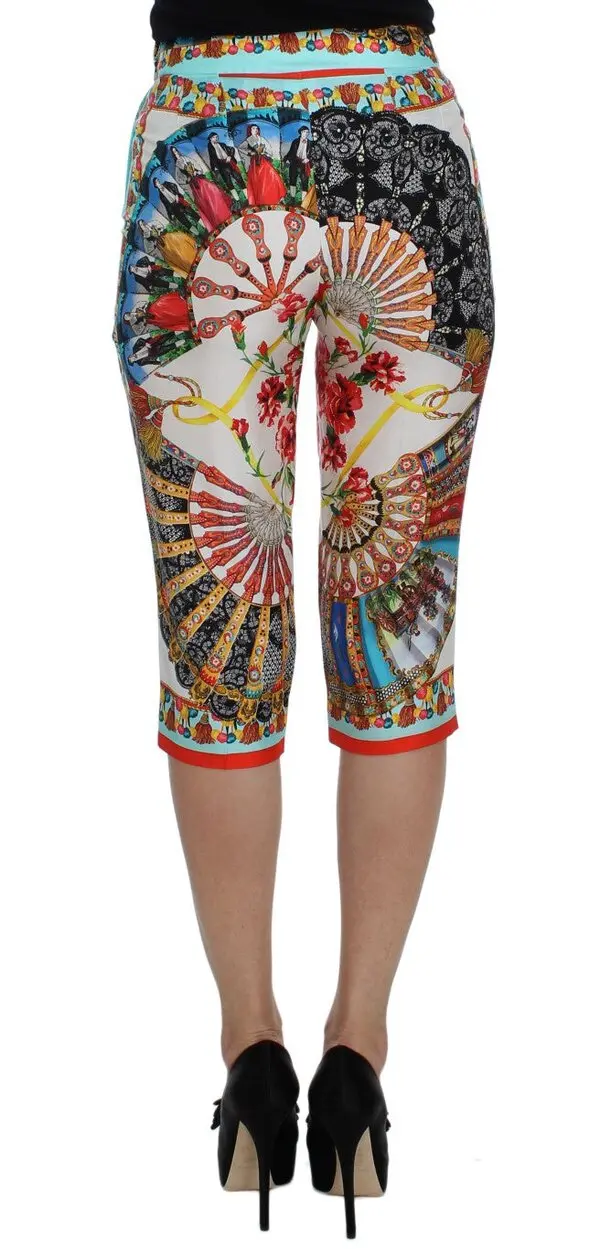 Dolce & Gabbana Printed Silk Capri Pants
