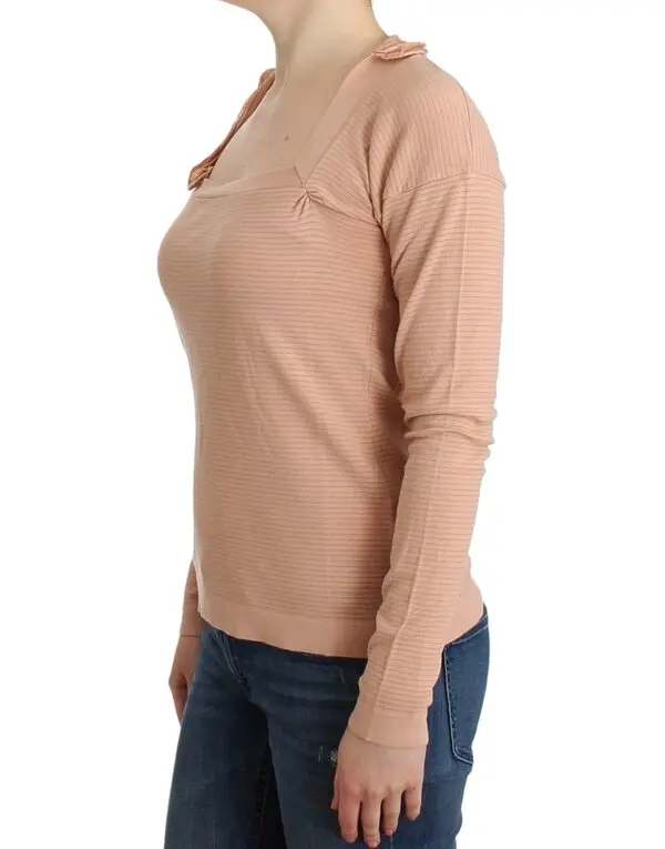 Ermanno Scervino Wool Blend Striped Long Sleeve Top - Orange