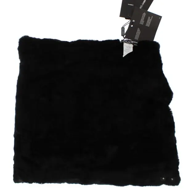 Dolce & Gabbana Weasel Fur Crochet Hood Scarf Hat - Black  display picture 1