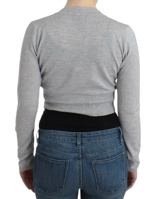 Roberto Cavalli Cropped Virgin Wool Cardigan - Gray