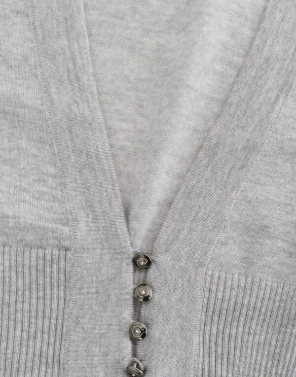 Roberto Cavalli Cropped Virgin Wool Cardigan - Gray