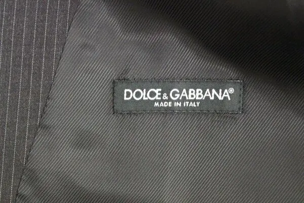 Dolce & Gabbana Striped Wool Single Breasted Vest - Gray