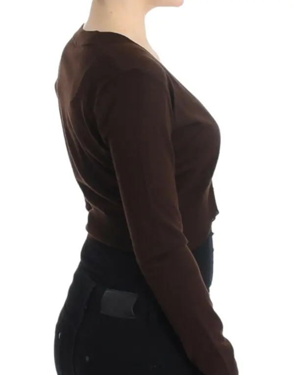 Roberto Cavalli Cropped Virgin Wool Cardigan - Brown