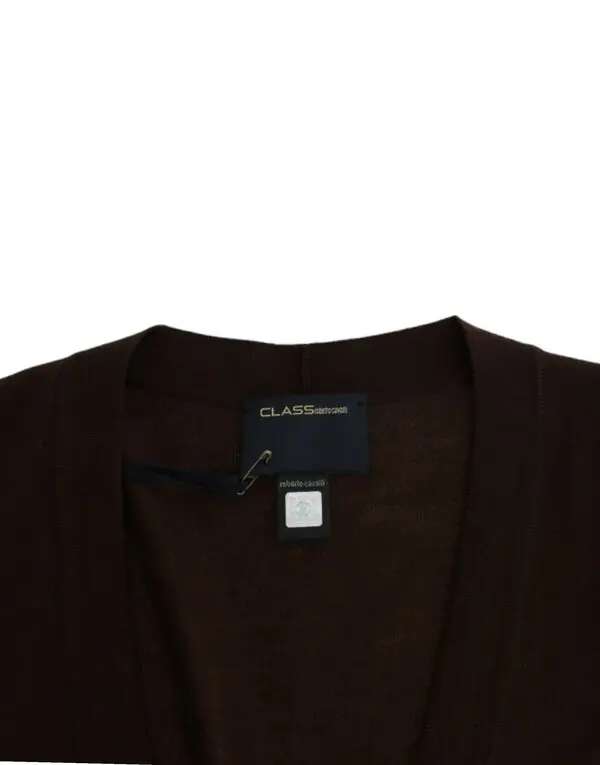 Roberto Cavalli Cropped Virgin Wool Cardigan - Brown