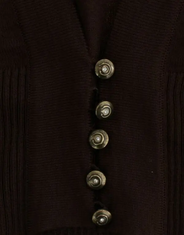 Roberto Cavalli Cropped Virgin Wool Cardigan - Brown