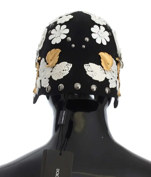 Dolce & Gabbana Floral Appliqued Wool Hat
