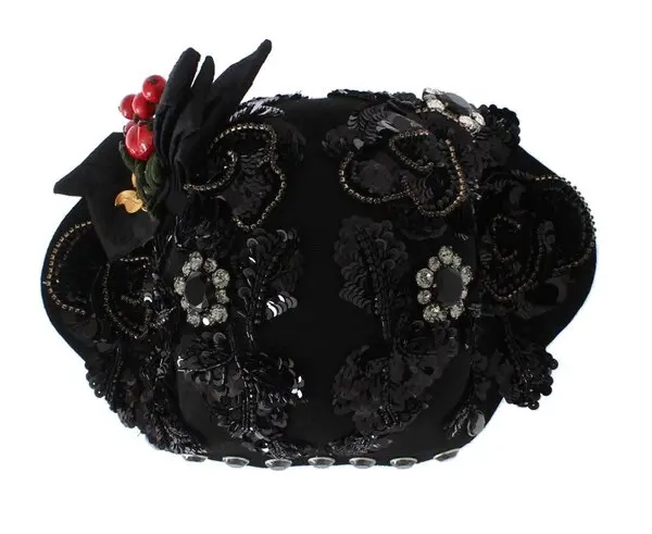 Dolce & Gabbana Crystal Cherry Brooch Hat