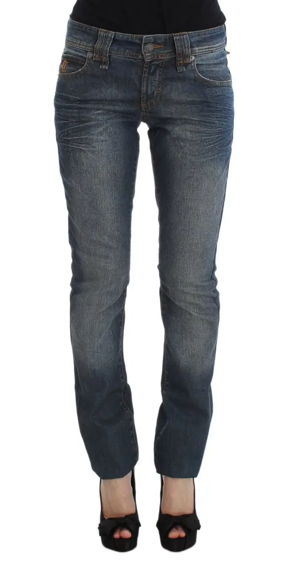 John Galliano Cotton Blend Slim Fit Jeans - Blue