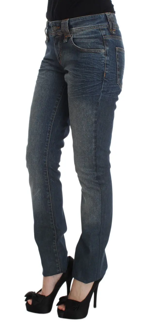 John Galliano Cotton Blend Slim Fit Jeans - Blue