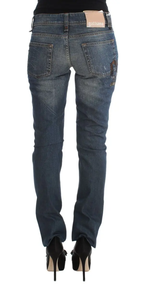 John Galliano Cotton Blend Slim Fit Jeans - Blue
