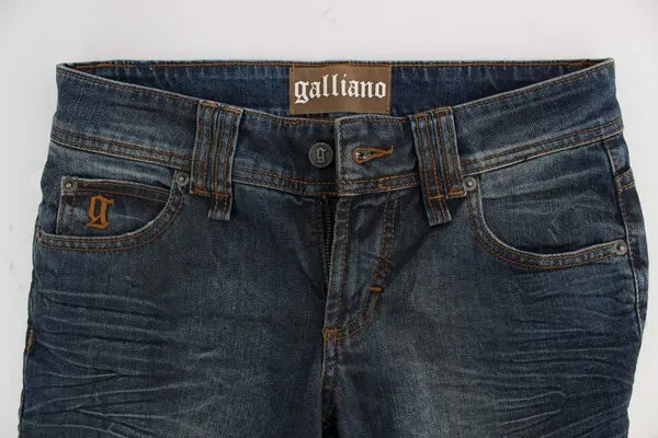 John Galliano Cotton Blend Slim Fit Jeans - Blue