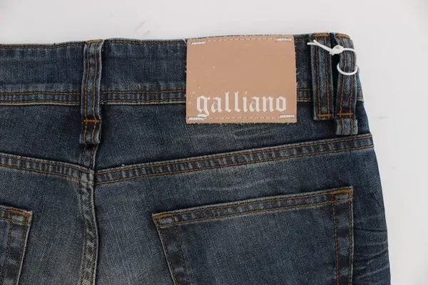 John Galliano Cotton Blend Slim Fit Jeans - Blue