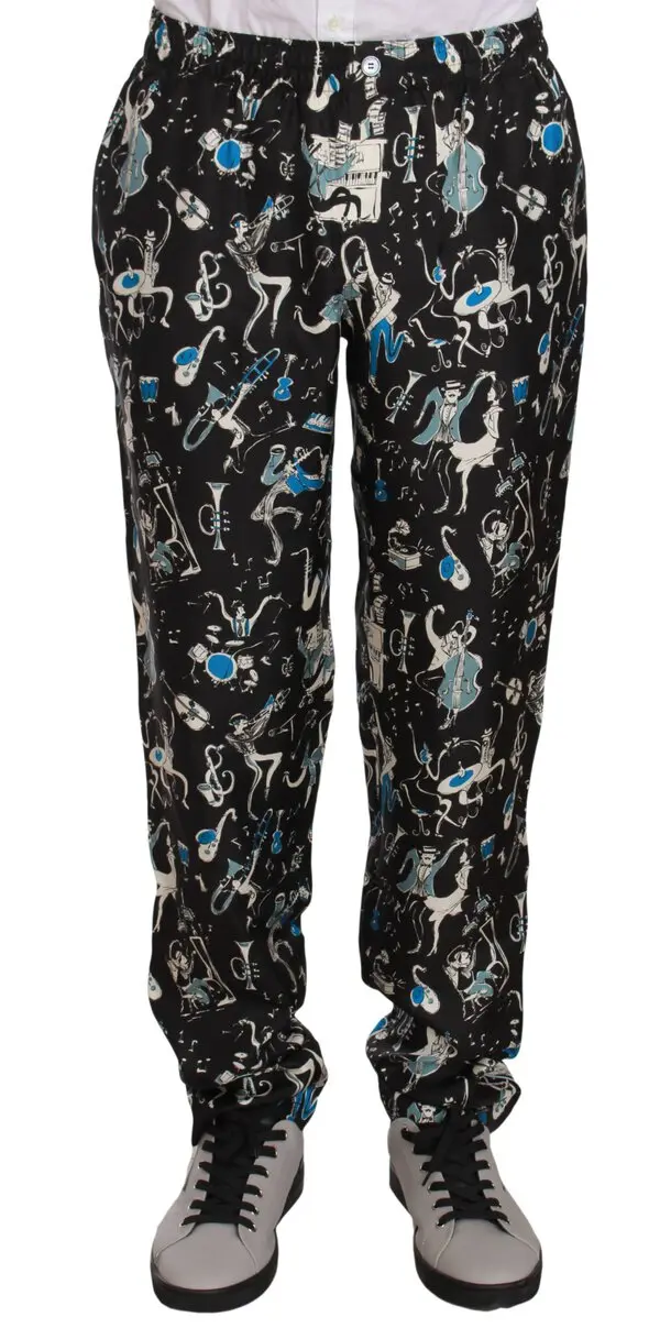 Dolce & Gabbana Musical Instrument Sleepwear Pants - Black