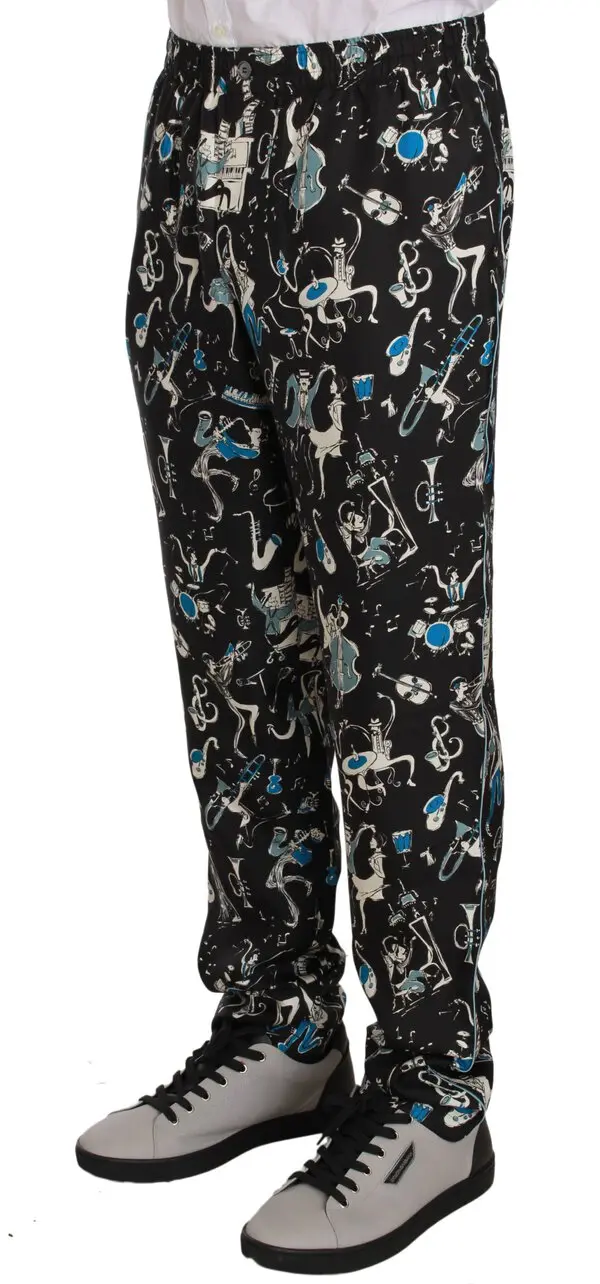 Dolce & Gabbana Musical Instrument Sleepwear Pants - Black