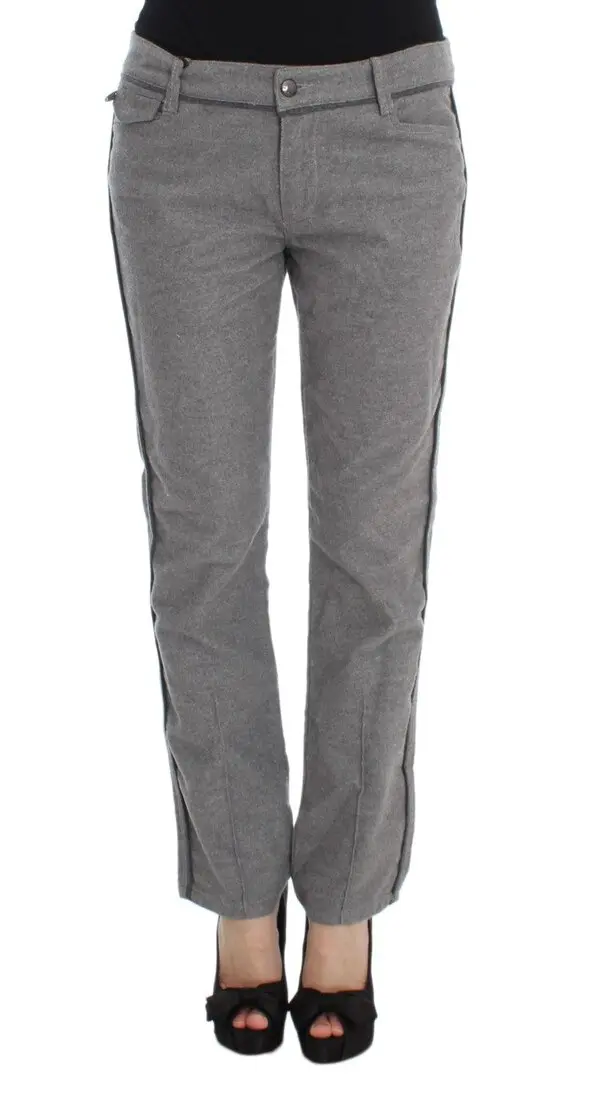 Ermanno Scervino Cotton Straight Fit Casual Trousers - Gray