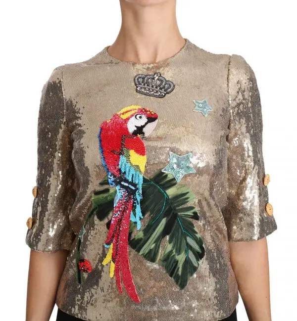 Dolce & Gabbana Sequined Parrot Blouse