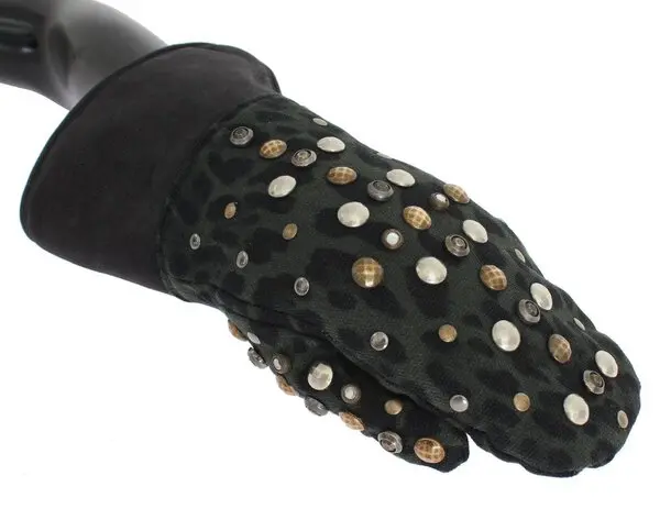 Dolce & Gabbana Wool Shearling Studded Gloves - Gray