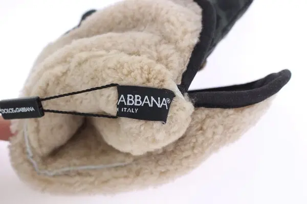 Dolce & Gabbana Wool Shearling Studded Gloves - Gray