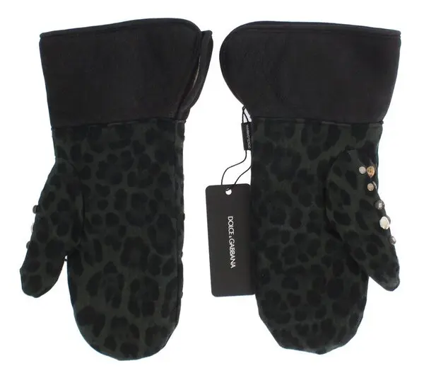 Dolce & Gabbana Wool Shearling Studded Gloves - Gray