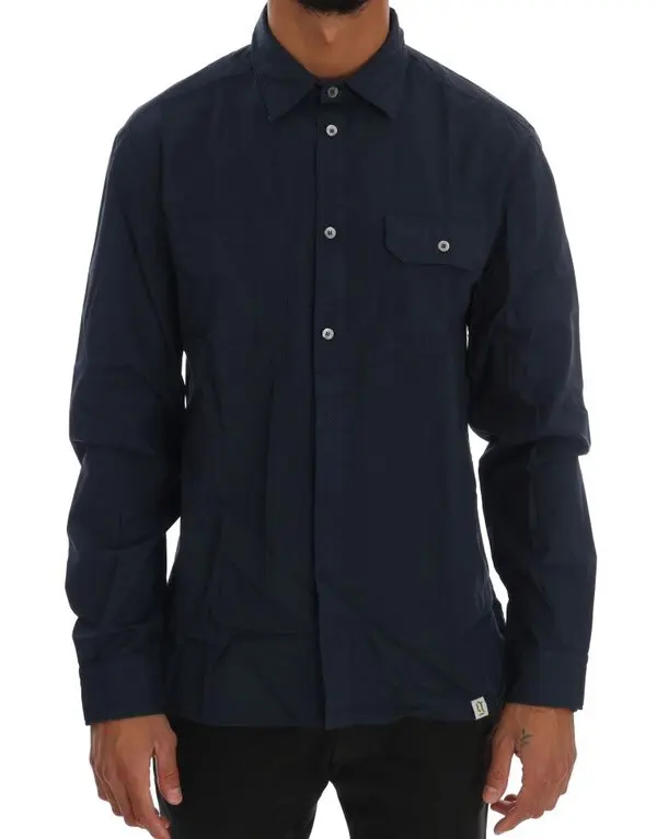 John Galliano Casual Cotton Long Sleeve Shirt - Blue