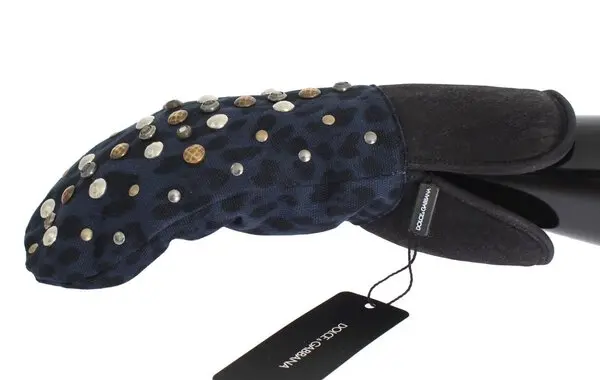 Dolce & Gabbana Leopard Print Studded Gloves