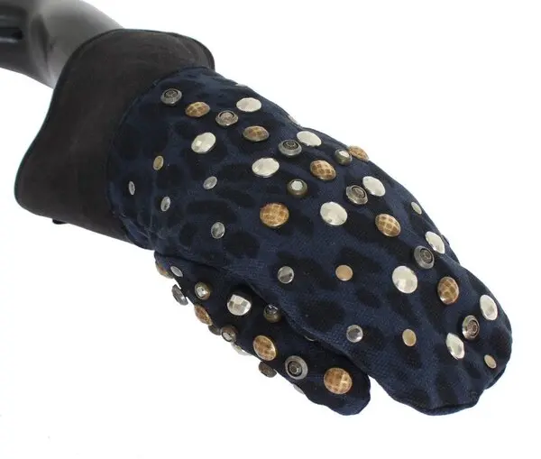Dolce & Gabbana Leopard Print Studded Gloves