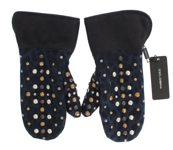 Dolce & Gabbana Leopard Print Studded Gloves