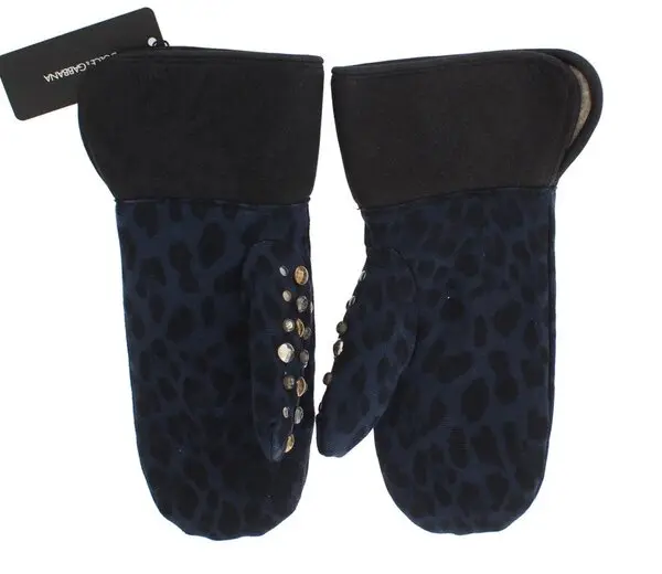 Dolce & Gabbana Leopard Print Studded Gloves