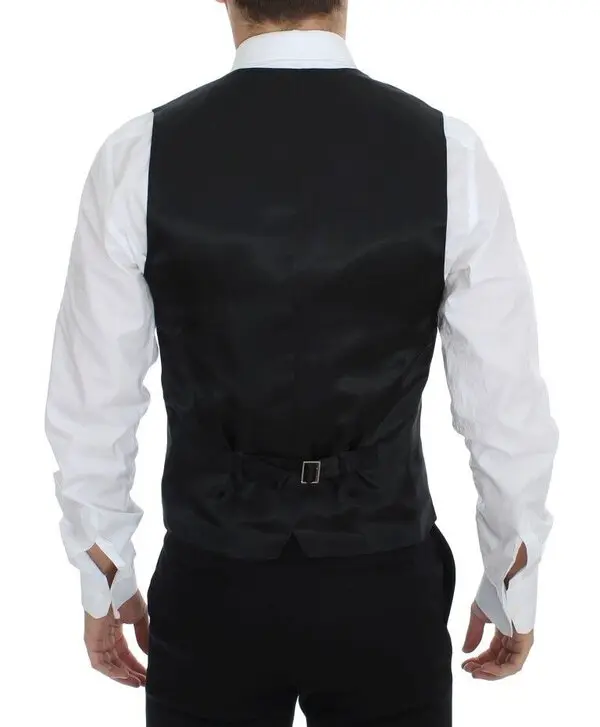 Dolce & Gabbana Striped Wool-silk Blend Dress Vest - Black