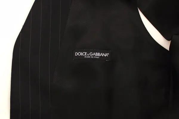 Dolce & Gabbana Striped Wool-silk Blend Dress Vest - Black