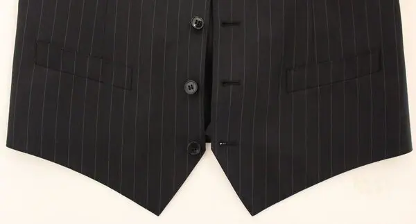 Dolce & Gabbana Striped Wool-silk Blend Dress Vest - Black