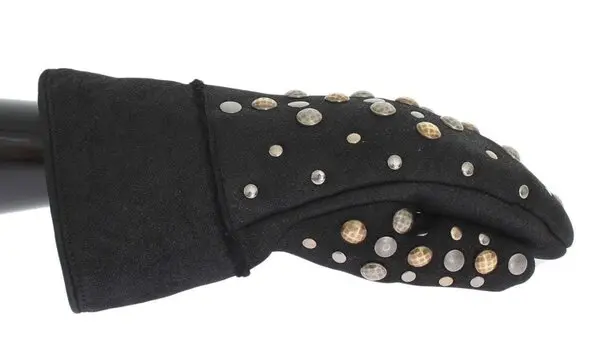 Dolce & Gabbana Wool Shearling Studded Gloves - Gray