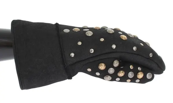 Dolce & Gabbana Wool Shearling Studded Gloves - Gray