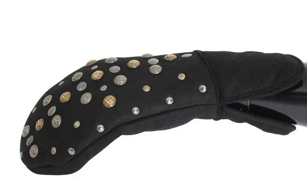 Dolce & Gabbana Wool Shearling Studded Gloves - Gray