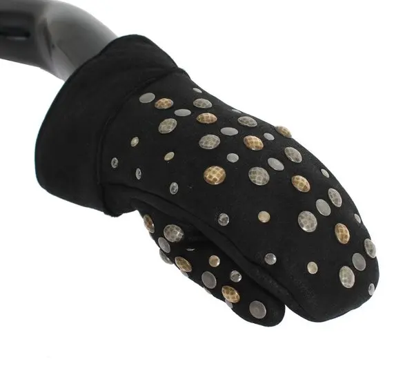 Dolce & Gabbana Wool Shearling Studded Gloves - Gray