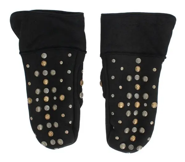 Dolce & Gabbana Wool Shearling Studded Gloves - Gray