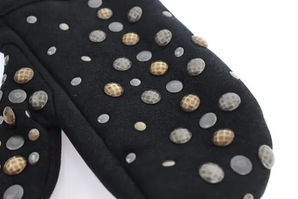 Dolce & Gabbana Wool Shearling Studded Gloves - Gray