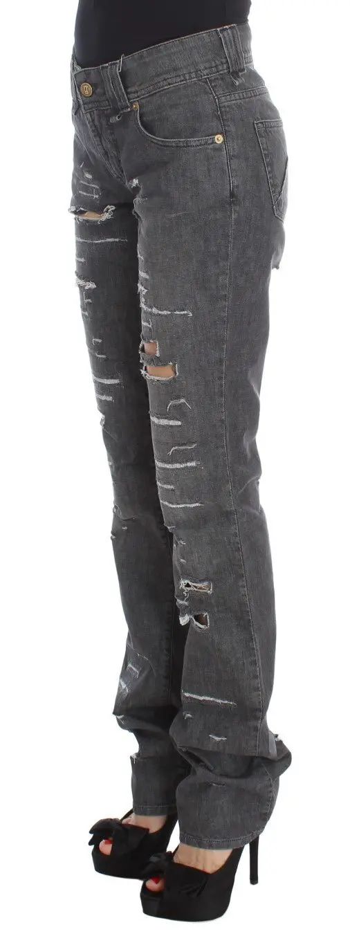 John Galliano Wash Cotton Torn Straight Fit Jeans