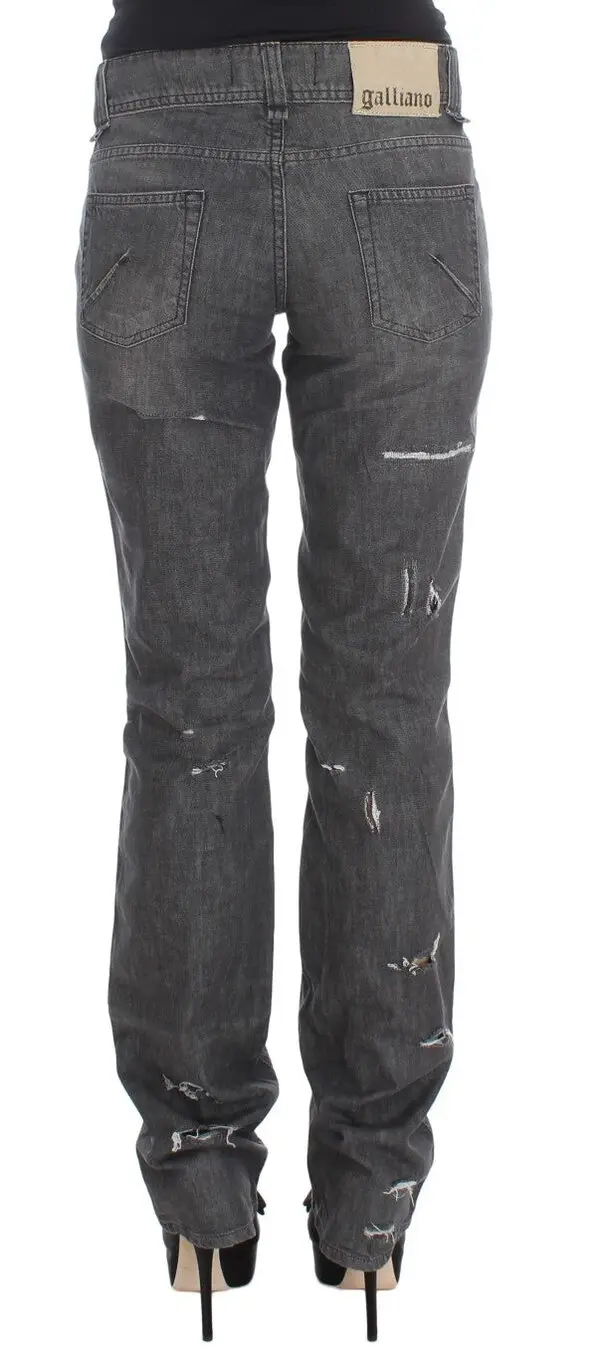 John Galliano Wash Cotton Torn Straight Fit Jeans