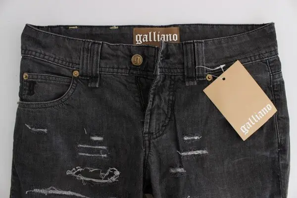 John Galliano Wash Cotton Torn Straight Fit Jeans
