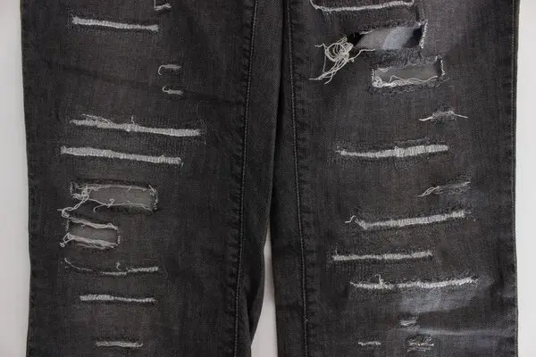 John Galliano Wash Cotton Torn Straight Fit Jeans